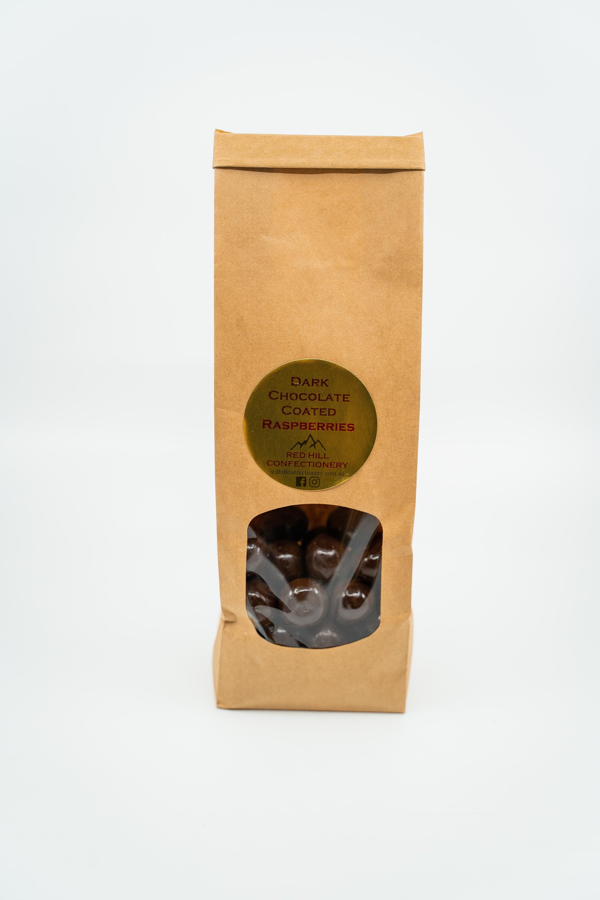 Red Hill Confectionery - Dark Chocolate Coated Raspberries 300g Bag